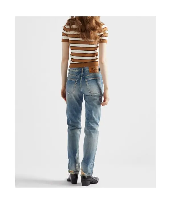Prada Striped Knitted Polo Top