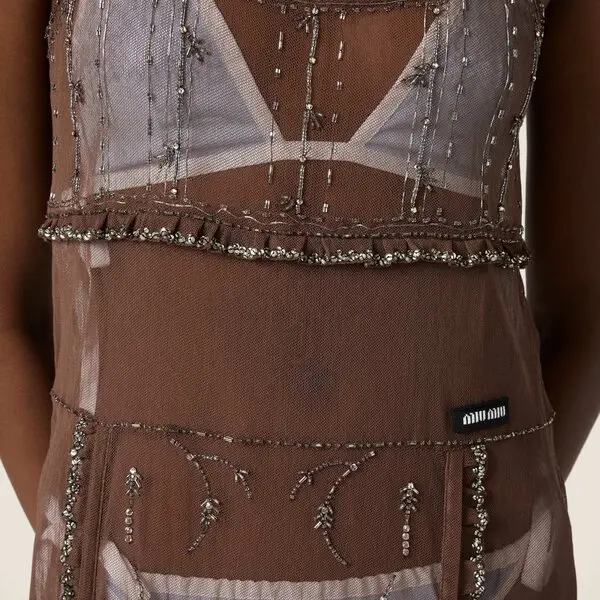 Miu Miu Embellished Tulle Dress