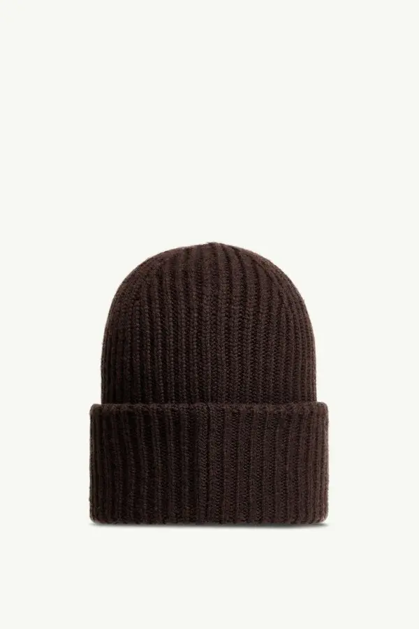 Moncler Leather Logo Cashmere Beanie