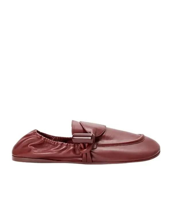 Loewe Glossy Calfskin Loafers With Bull Horn Buckle