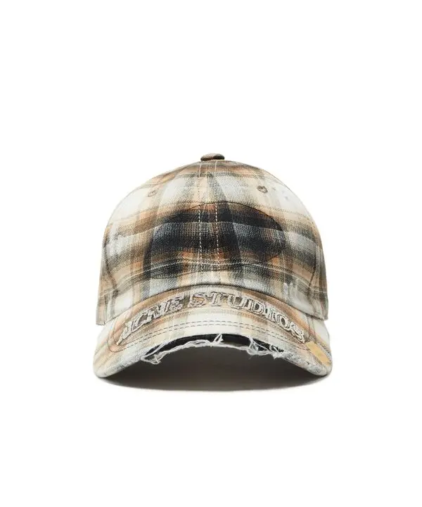 Acne Studios Embroidered Logo Checked Cap - Nude