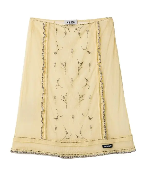 Miu Miu Embroidered Tulle Trumpet Skirt