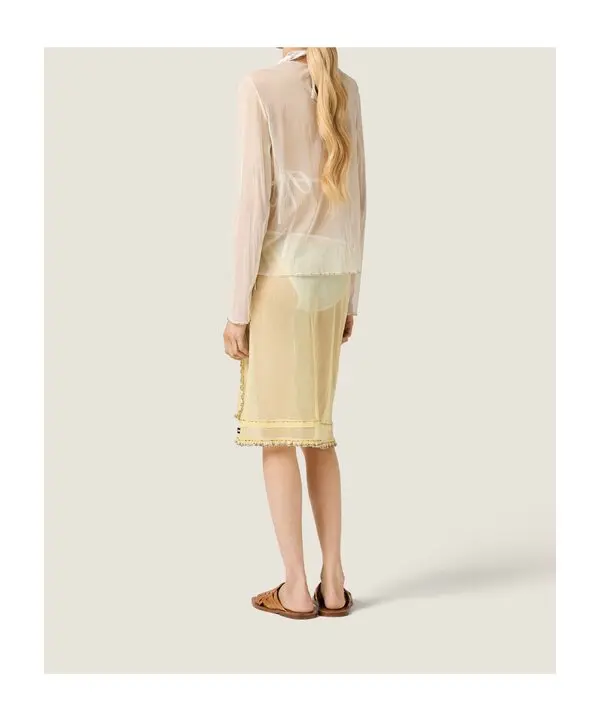 Miu Miu Embroidered Tulle Trumpet Skirt