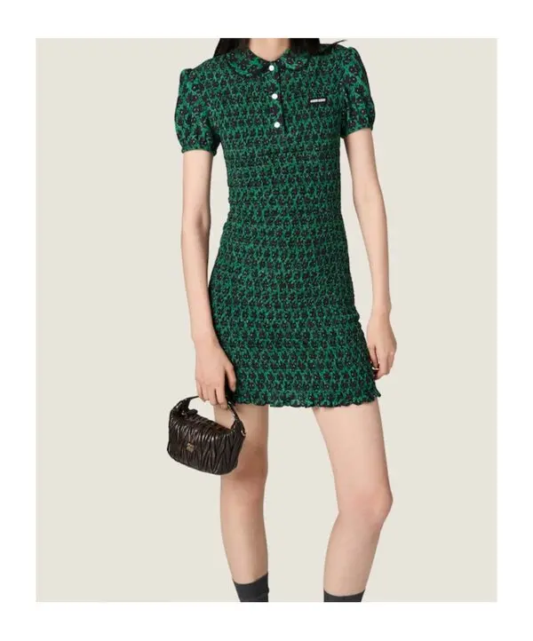 Miu Miu Crêpe De Chine Mini-dress With Floral Print And Ruffled Hem