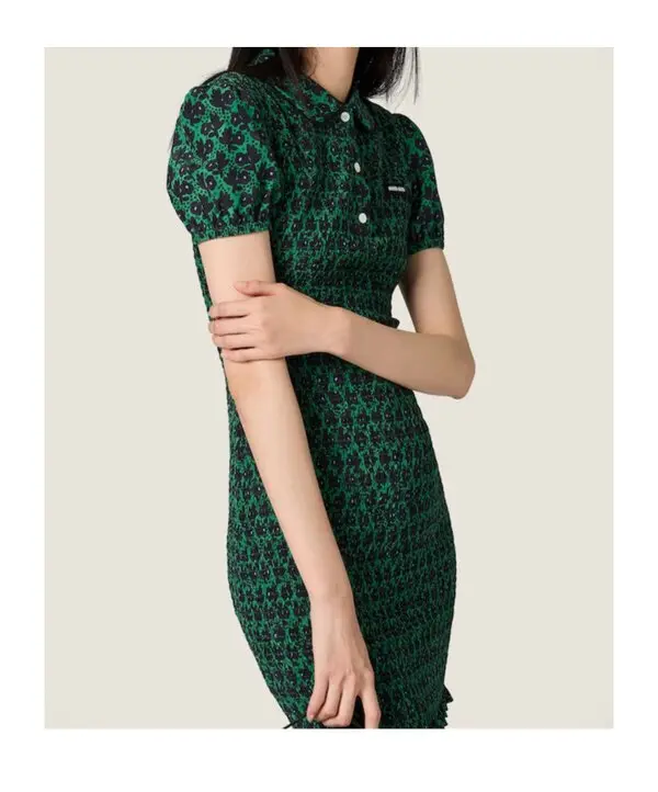 Miu Miu Crêpe De Chine Mini-dress With Floral Print And Ruffled Hem