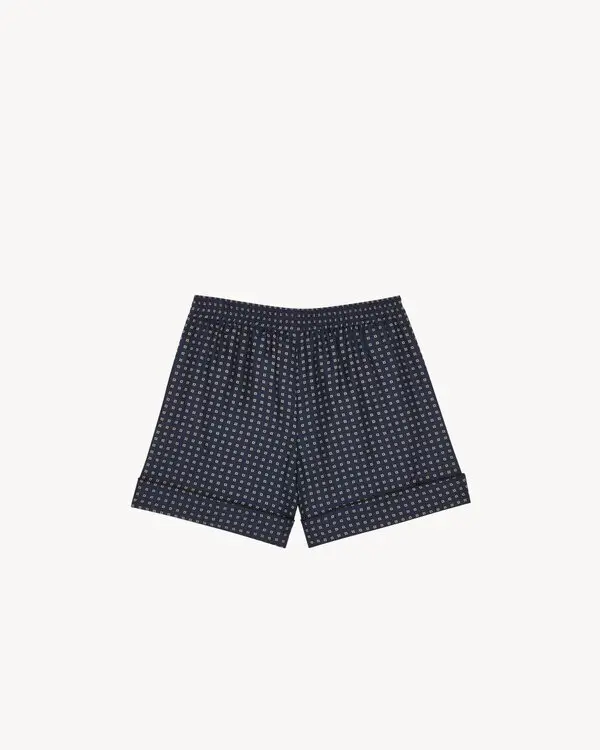 Saint Laurent Pajama Shorts In Square Silk Satin
