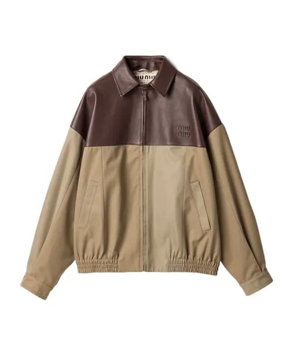 Miu Miu Chino And Leather Blouson Jacket