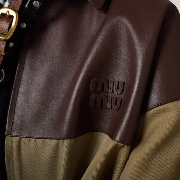 Miu Miu Chino And Leather Blouson Jacket