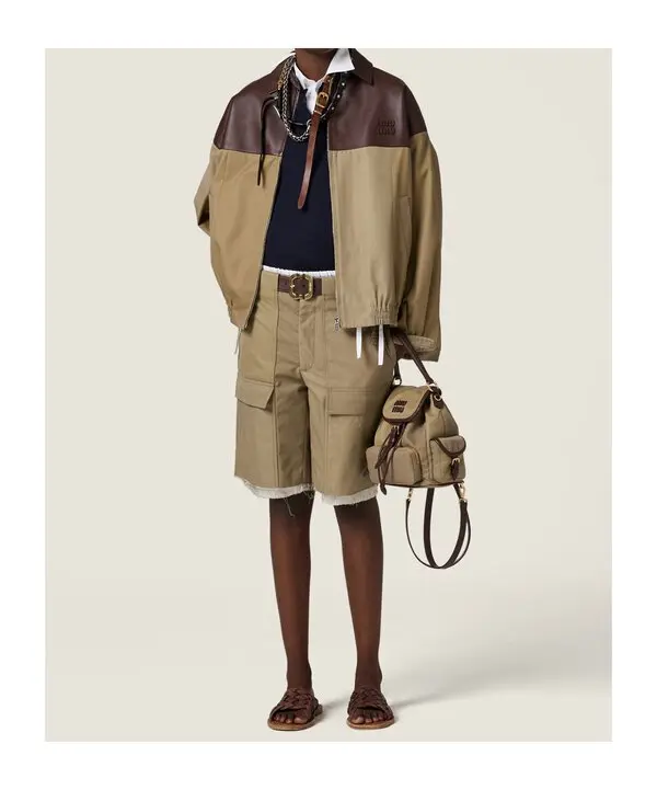 Miu Miu Chino And Leather Blouson Jacket