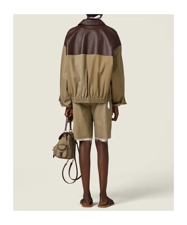 Miu Miu Chino And Leather Blouson Jacket