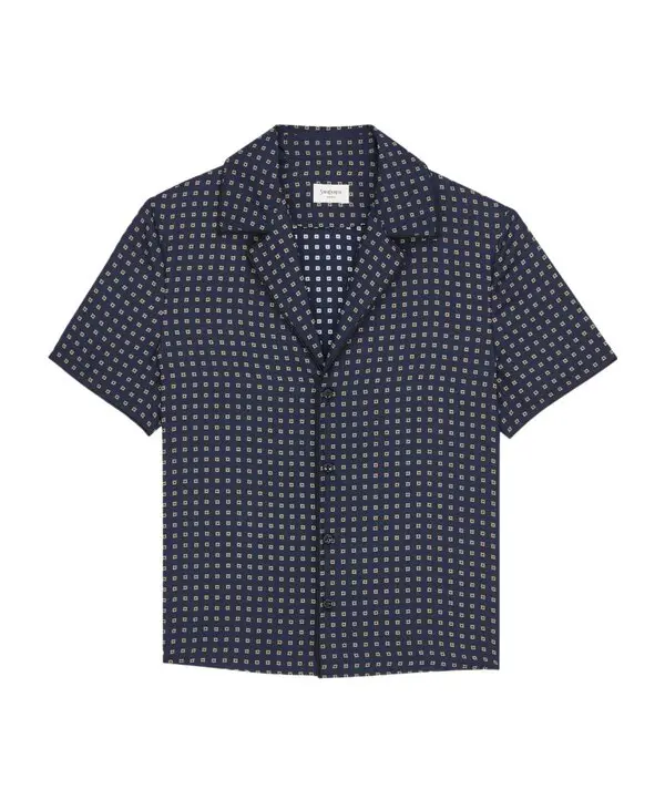 Saint Laurent Pajama Top In Square Silk Satin