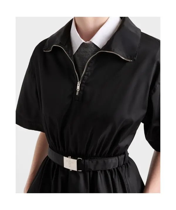 Prada Re-nylon Short Sleeve Belted Dress