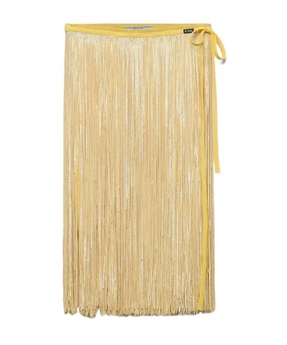 Prada Sequined Fringe Wrap Skirt - Cream