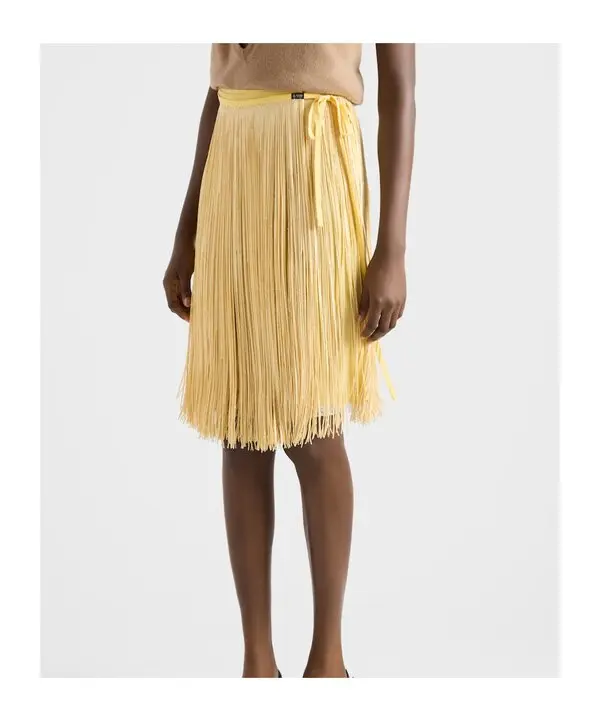 Prada Sequined Fringe Wrap Skirt - Cream