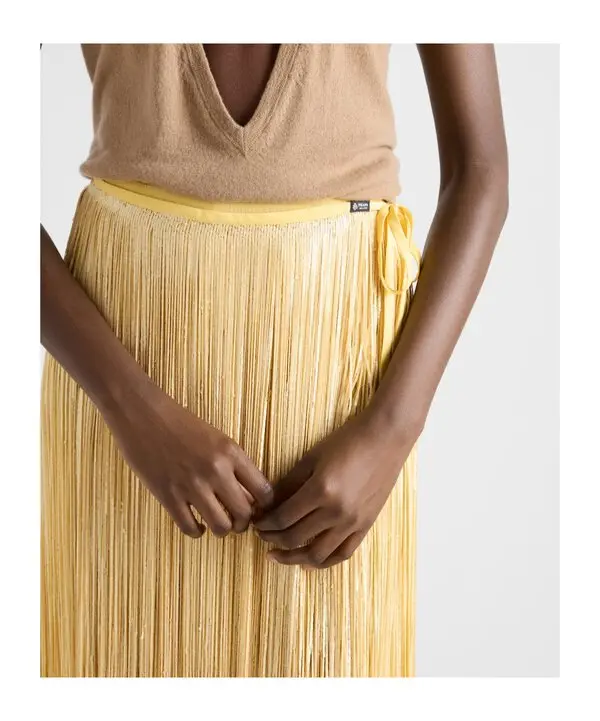 Prada Sequined Fringe Wrap Skirt - Cream