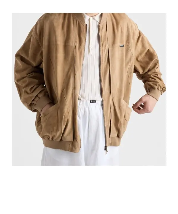 Prada Suede Bomber Jacket - Sand Beige