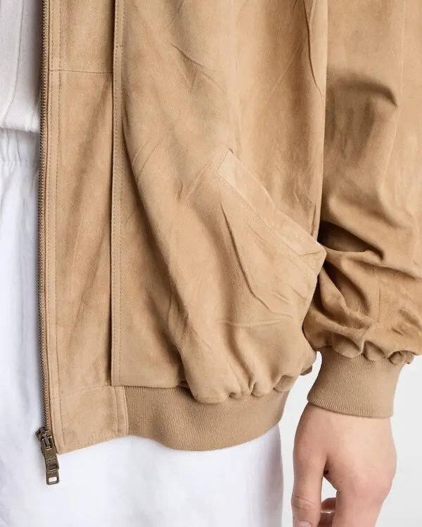 Prada Suede Bomber Jacket - Sand Beige