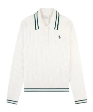 SPORTY  RICH Sporty Rich Src Mini Cable Polo Knitted Top