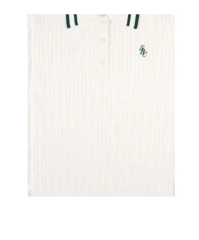 SPORTY  RICH Sporty Rich Src Mini Cable Polo Knitted Top