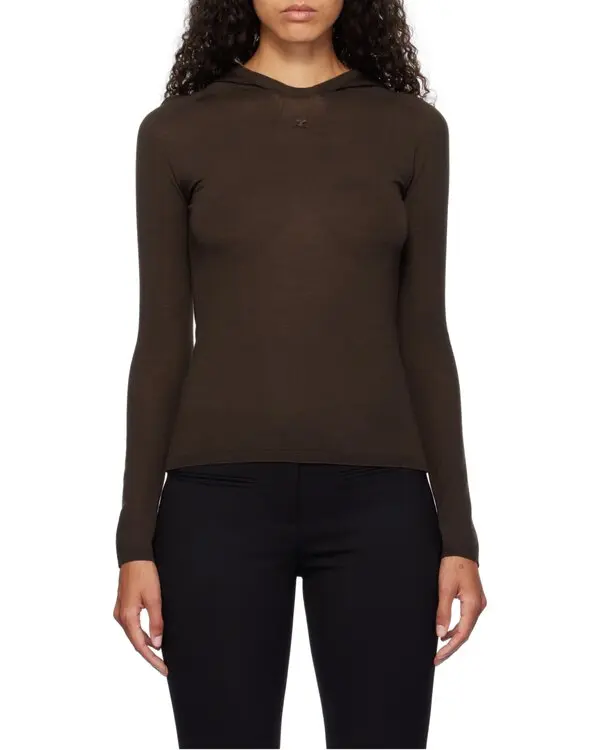 COURREGES Hooded Knitted Top