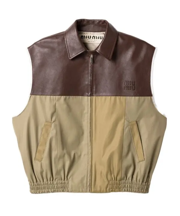 Miu Miu Leather And Chino Vest