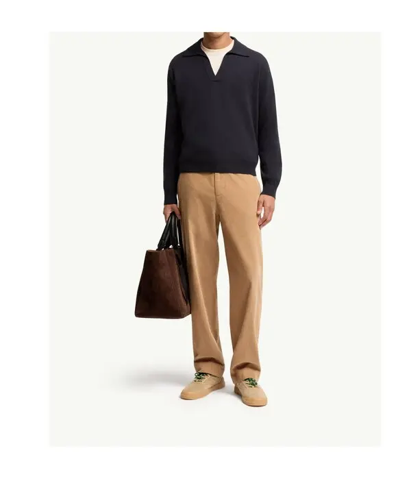 Moncler Wool Cashmere Long Sleeve V-neck Polo Shirt