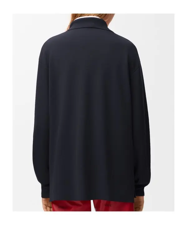 Loewe Cashmere Silk Blend Polo Sweater - Deep Navy Blue