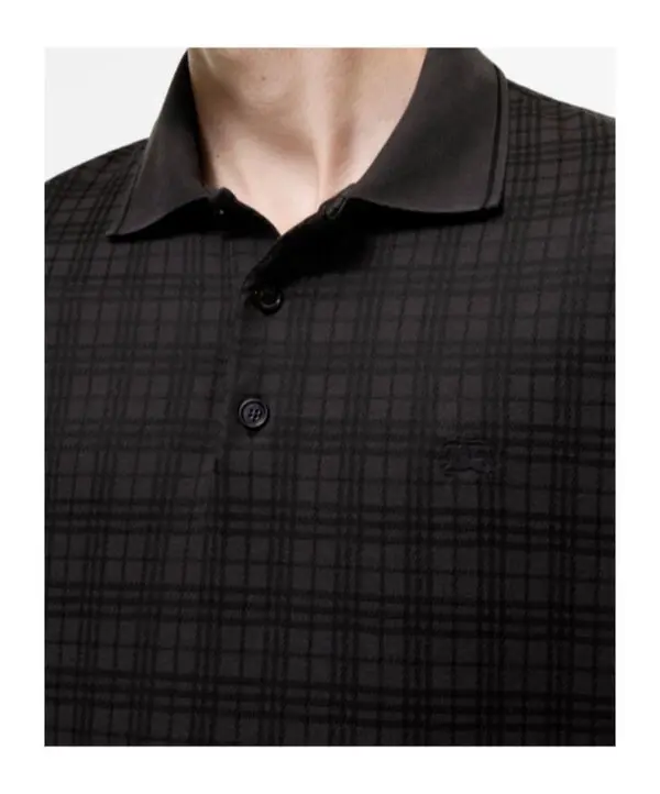 Burberry Check Cotton Blend Polo Shirt