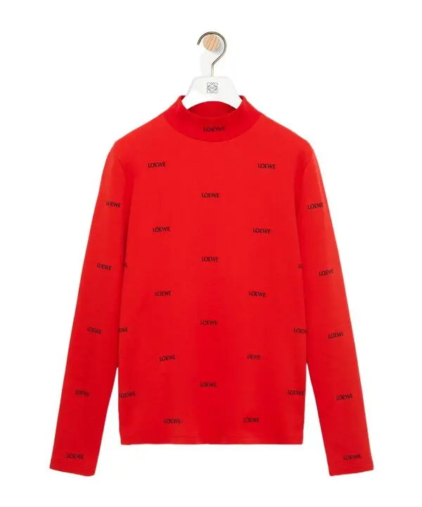 Loewe Long-sleeve Knit Top With All-over Embroidery