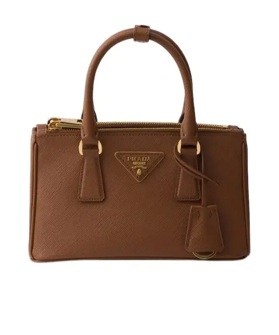 Prada Galleria Mini Saffiano Leather Bag - Cognac
