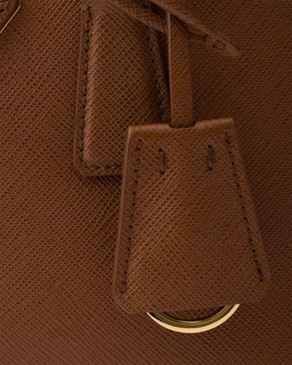 Prada Galleria Mini Saffiano Leather Bag - Cognac