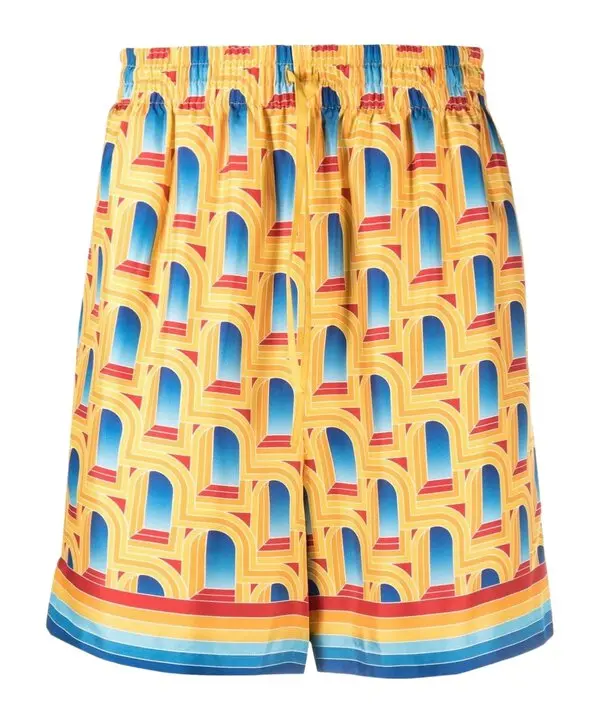 Casablanca Larche De Jour Printed Satin Shorts