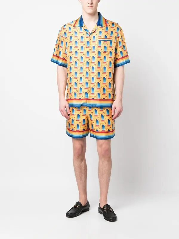 Casablanca Larche De Jour Printed Satin Shorts