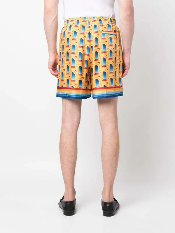 Casablanca Larche De Jour Printed Satin Shorts