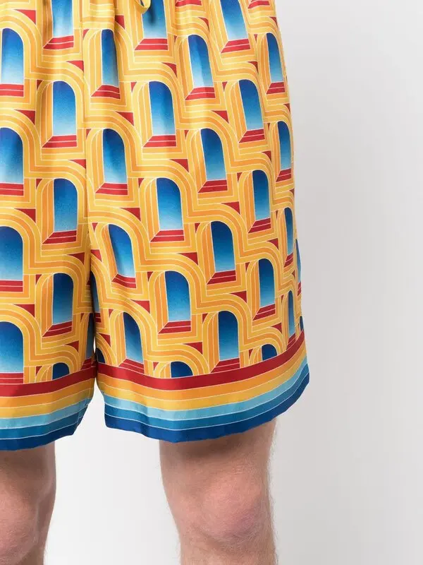 Casablanca Larche De Jour Printed Satin Shorts