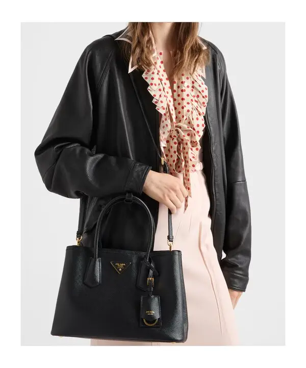 Prada Double Medium Saffiano Leather Bag - Black