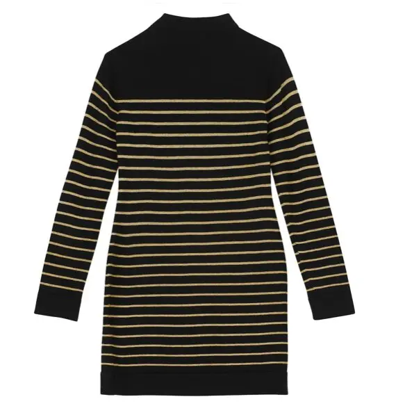 Balmain Striped High-neck Dress With Button Detail