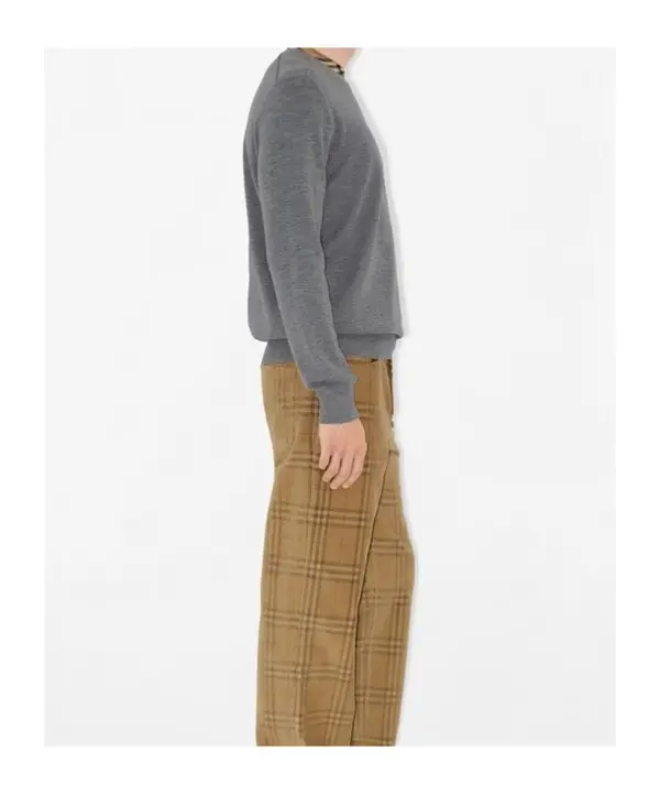 Burberry Check Trim Wool Sweater - Grey