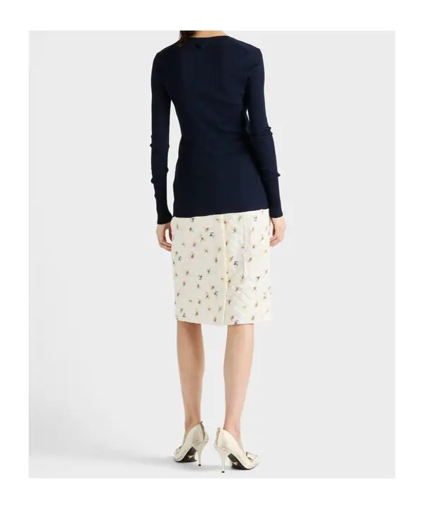 Prada V-neck Cotton Cardigan With Tassel Trim