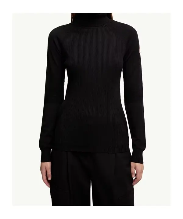 Moncler Ribbed Wool Blend High Neck Jumper