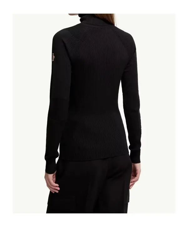 Moncler Ribbed Wool Blend High Neck Jumper