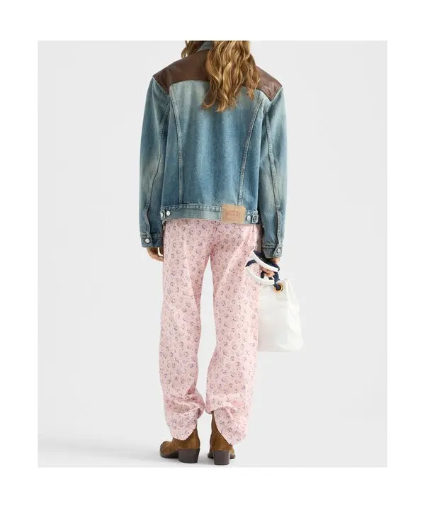 Prada Denim And Leather Blouson Jacket
