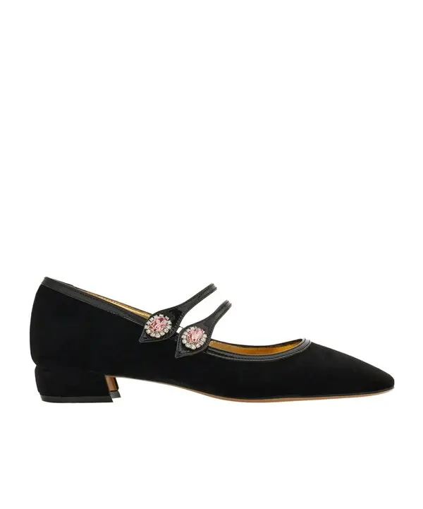 FERRAGAMO Embellished Velvet Mary Jane