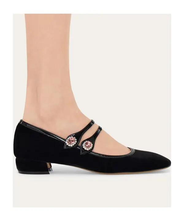 FERRAGAMO Embellished Velvet Mary Jane