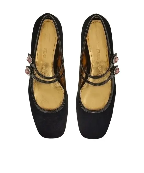 FERRAGAMO Embellished Velvet Mary Jane