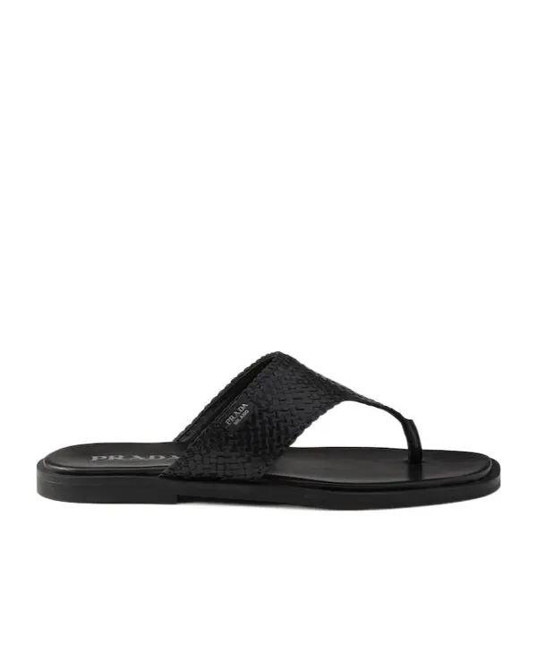 Prada Woven Leather Thong Sandals