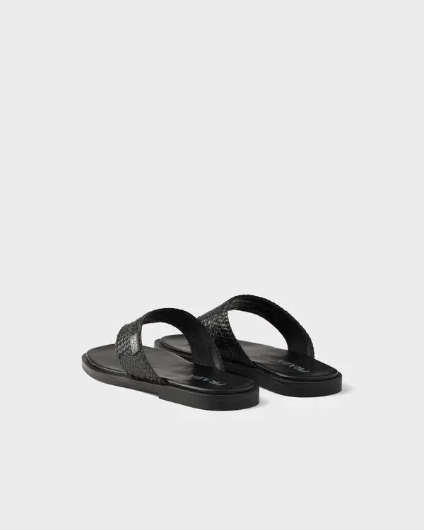 Prada Woven Leather Thong Sandals