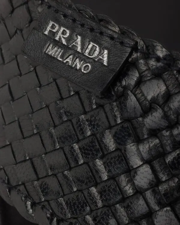 Prada Woven Leather Thong Sandals