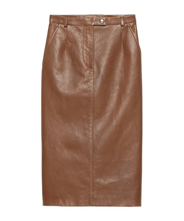 Prada Leather Midi Skirt