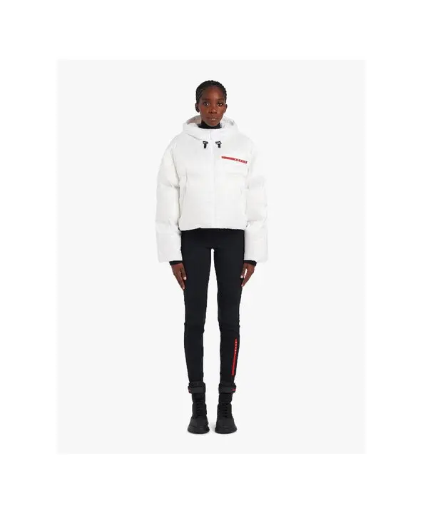 Prada Cropped Technical Re-nylon Down Jacket With Hood